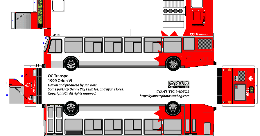 SP. Papel Modelismo: PaperBus 1999 Orion VI - OC Transpo