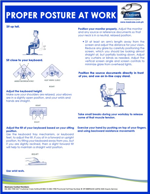 Maxicare Healthcare: Maxicare Health Reminder: PROPER POSTURE AT WORK