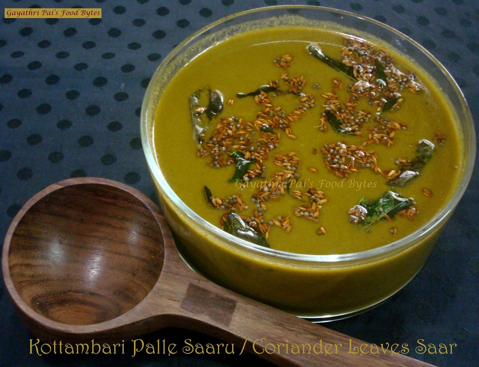 Gayathri Pai's Food Bytes: Kottambari Palle Saaru / Coriander Leaves Saar.