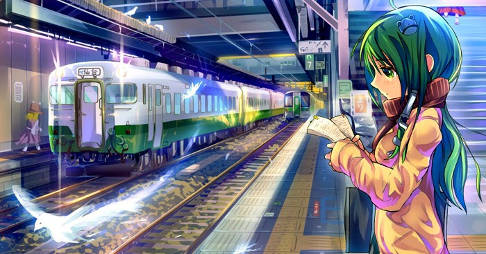 transpress nz: Japanese manga anime commuter train and girl art