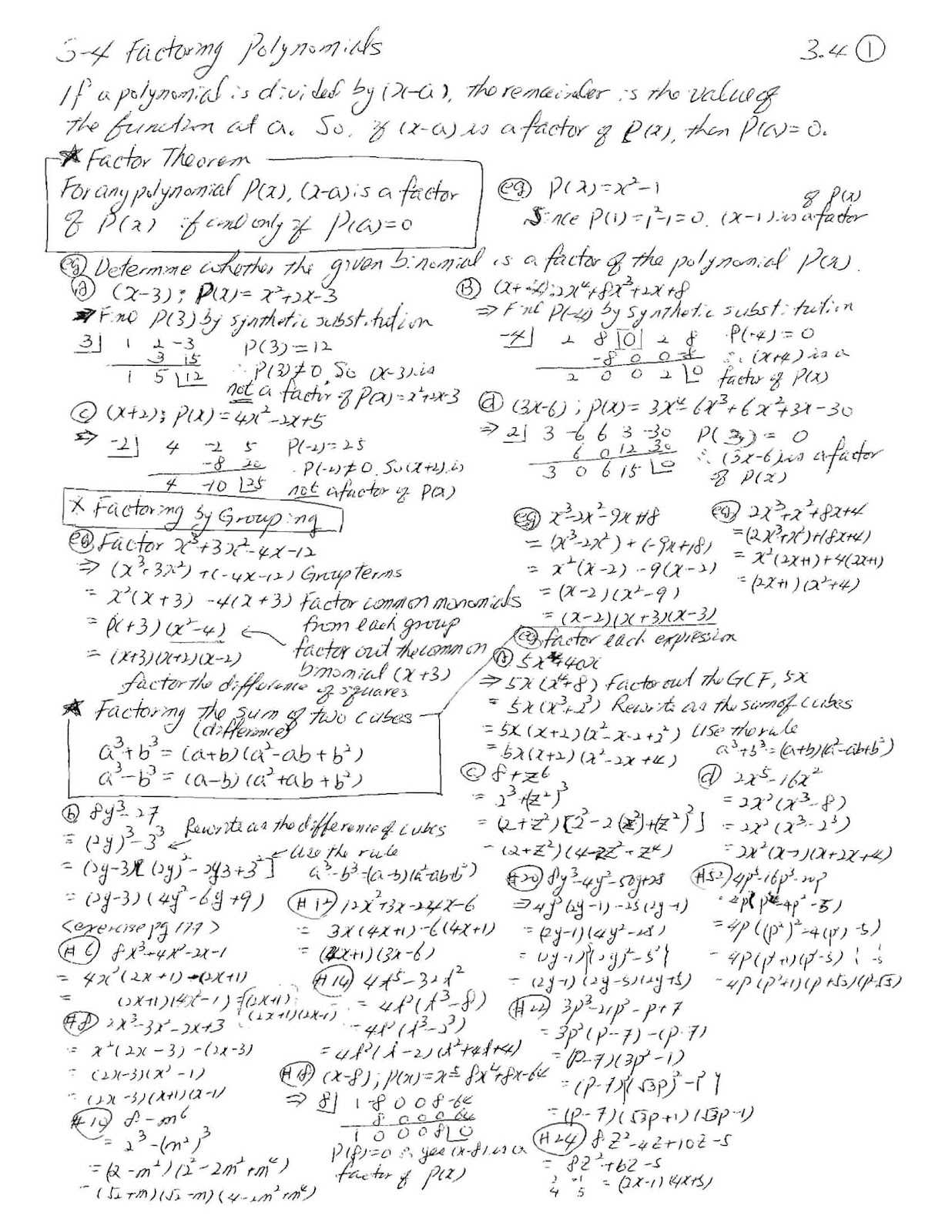 Sean's Math Page: Algebra 2 Class Note - Chapter 3