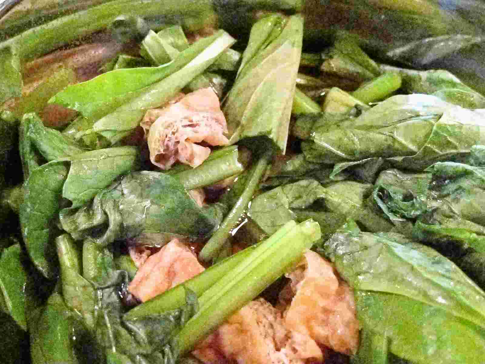 Recipes for Tom: Komatsuna to usuage no nibitashi / komatsuna and thin ...