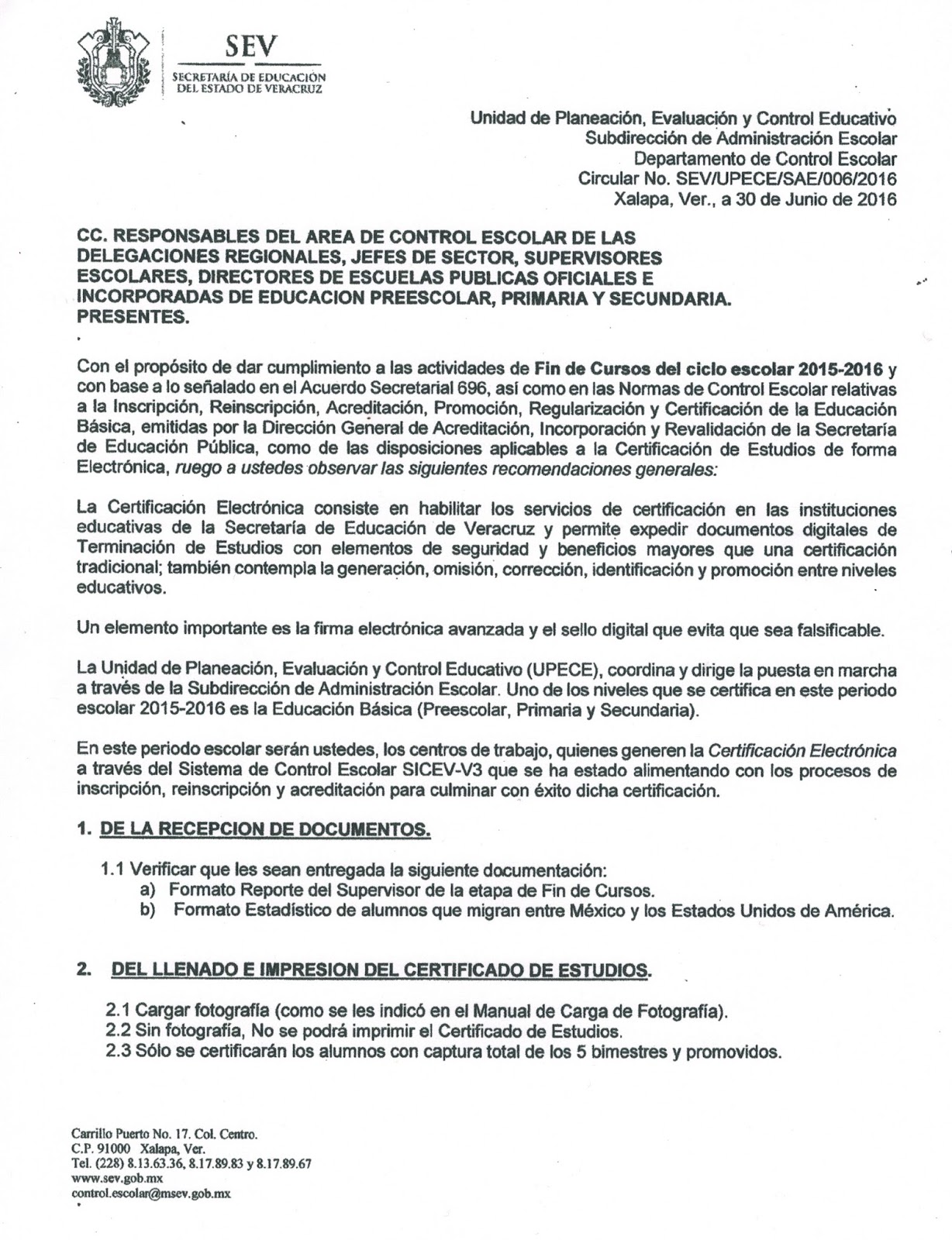 Supervisión Escolar Zona 34: Circular Corregida de Control Escolar Supervisión Escolar Zona 34: Circular Corregida de Control Escolar