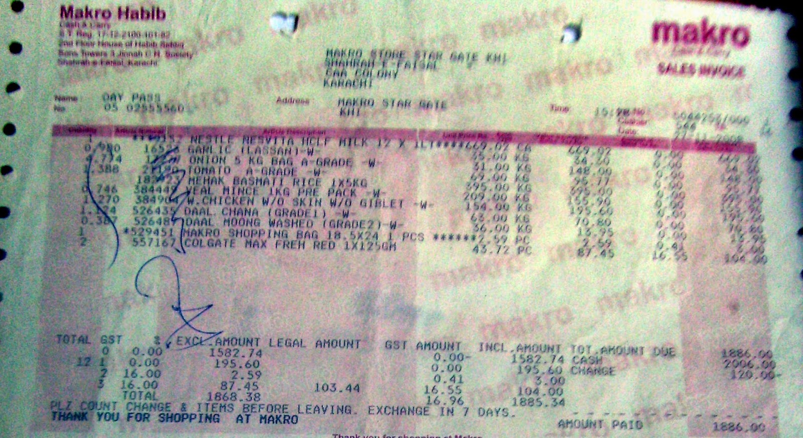 Pakistan Scan: Makro Habib Karachi, Pakistan - Sale Invoice Dated: 27 ...