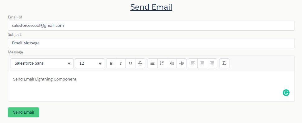 Send Email Lightning Component