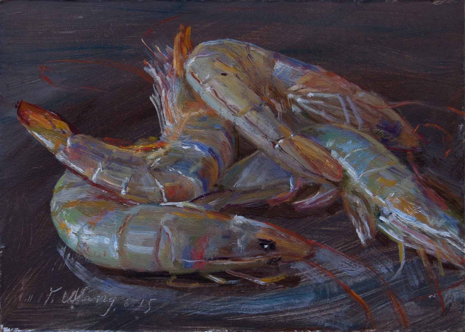 Wang Fine Art: shrimps oil painting a day kitchen art seafood daily ...