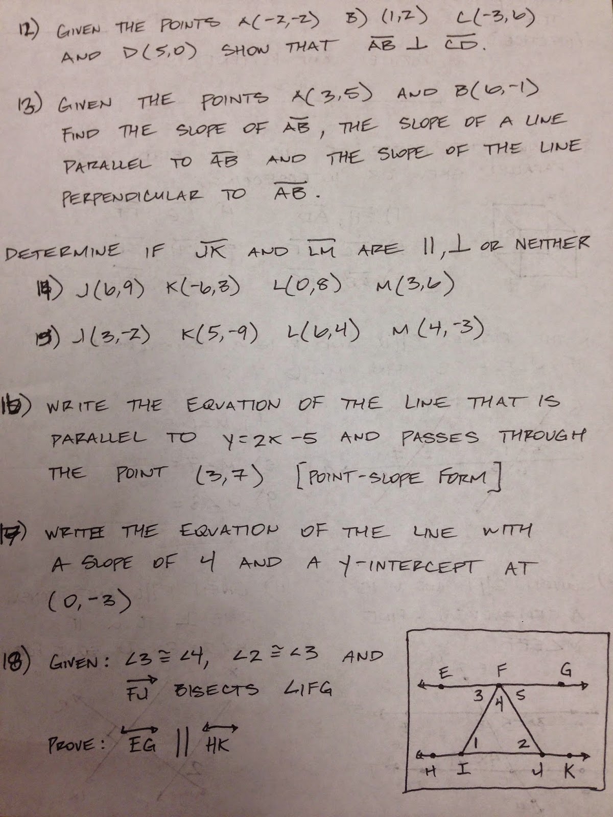 Honors Geometry - Vintage High School: Chapter 3 Practice Test and ...