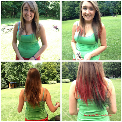 Dip dyed Kool-aid hair - Feathers in the woods