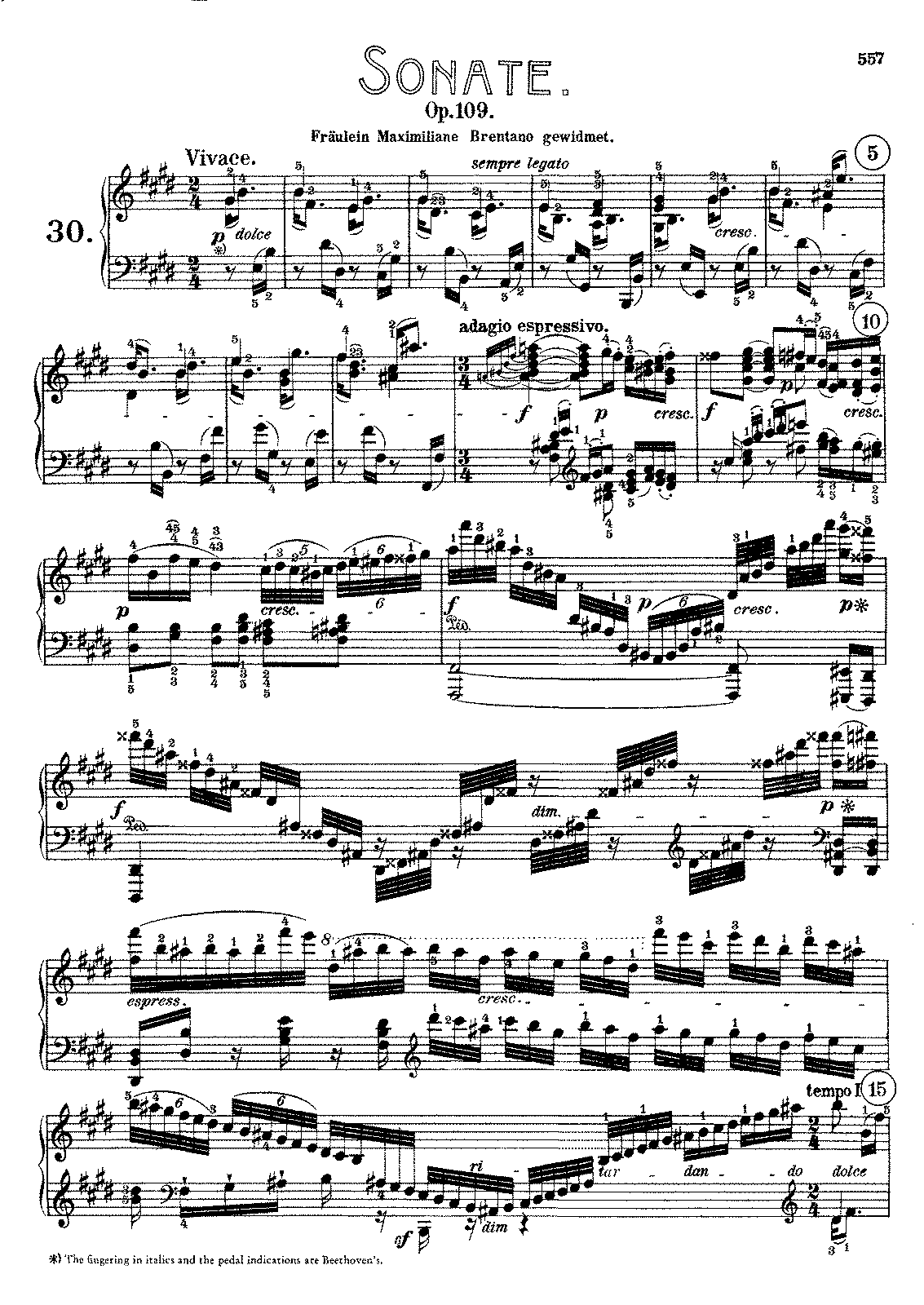 MUSIClassical notes: Beethoven Piano Sonata No 30 in E, Op 109