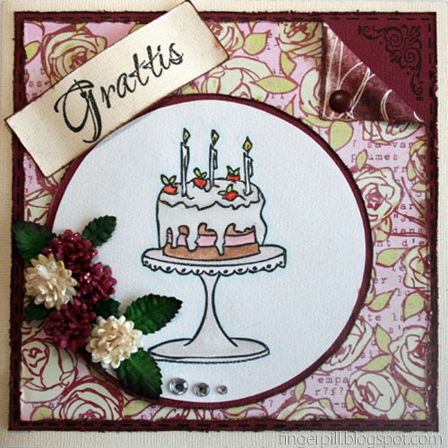 Fingerpill: Grattiskort med tårta