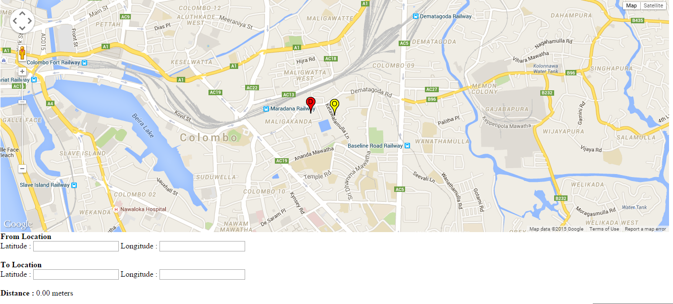 Easy Code Stuff: Getting The Distance Between Two Markers In Google Map Using Google MAP API
