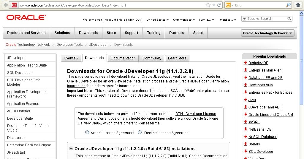 Oracle Technologies Stack: How to install JDeveloper 11g IDE, and Web Logic Server