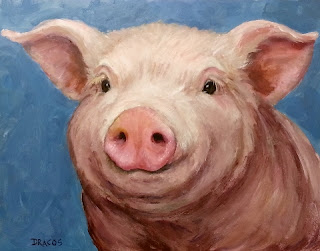 Paintings and Ceramic Sculptures by Dottie Dracos: A Cute Pig Painting ...