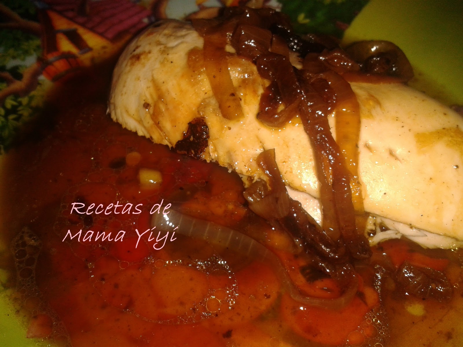 Recetas de Mamá Yiyi: Pollo asado con cebolla (con mucha cebolla, jajajaj)
