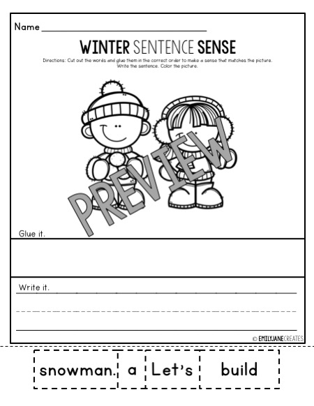 Emily Jane Creates: DECEMBER NO PREP KINDERGARTEN PACKET-OVER 100 PAGES!