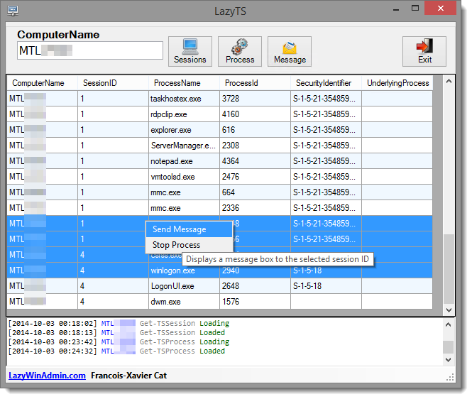 Lazyts Powershell Script Gui To Manage Terminal Services Sessions