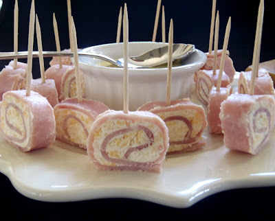 Aunt Peg's Recipe Box: Cheesy Ham Roll-up Appetizers