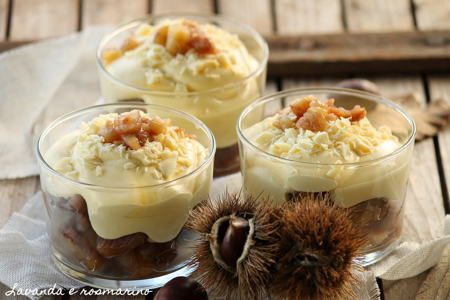 Lavanda e rosmarino: Coppette con castagne e zabaglione
