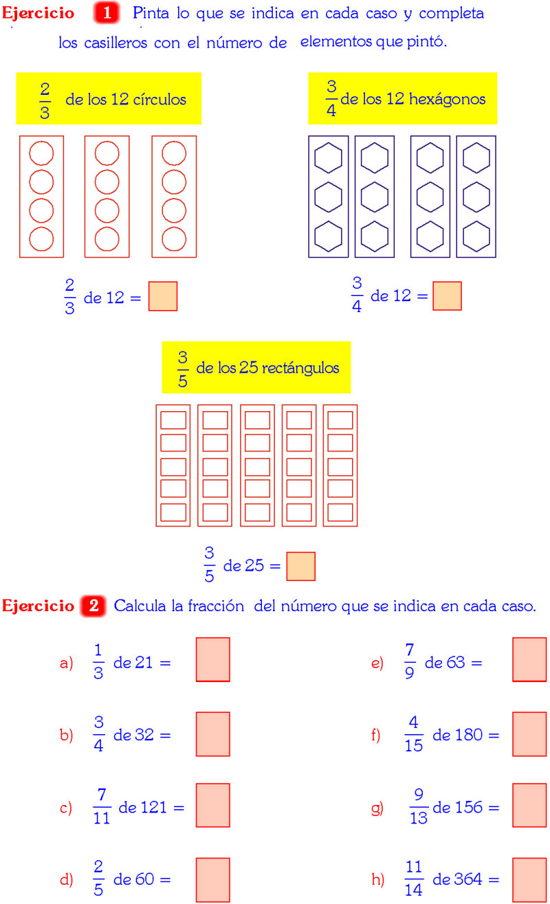 FRACCION DE UN NUMERO EJEMPLOS Y EJERCICIOS RESUELTOS