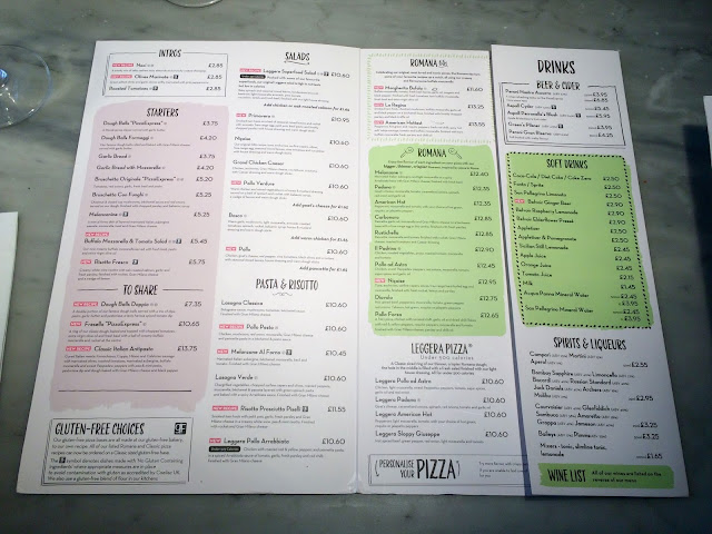 mind the gap: Pizza Express Menu