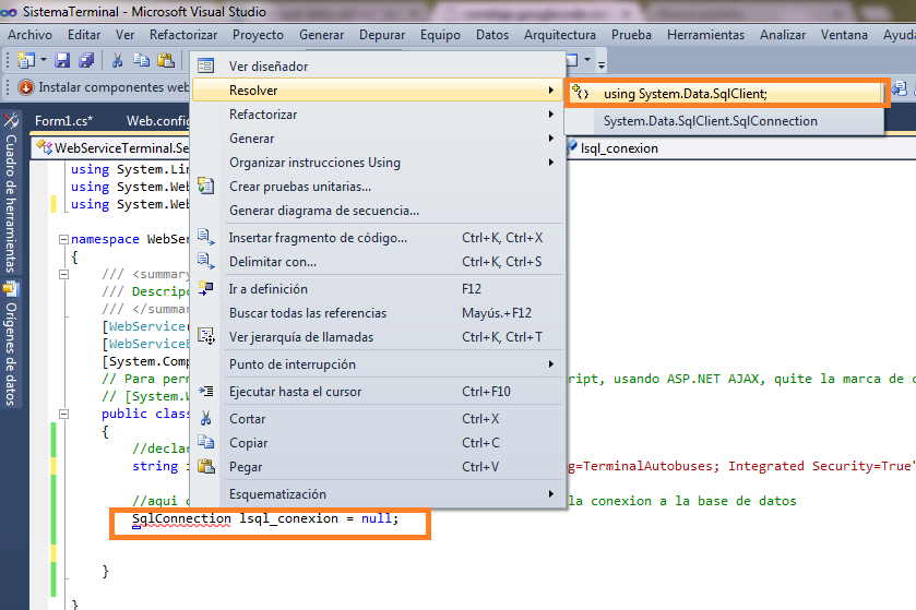 Tecnologías Del Presente Creación De Conexión Con Sql Server Y Visual C Mediante Web Service