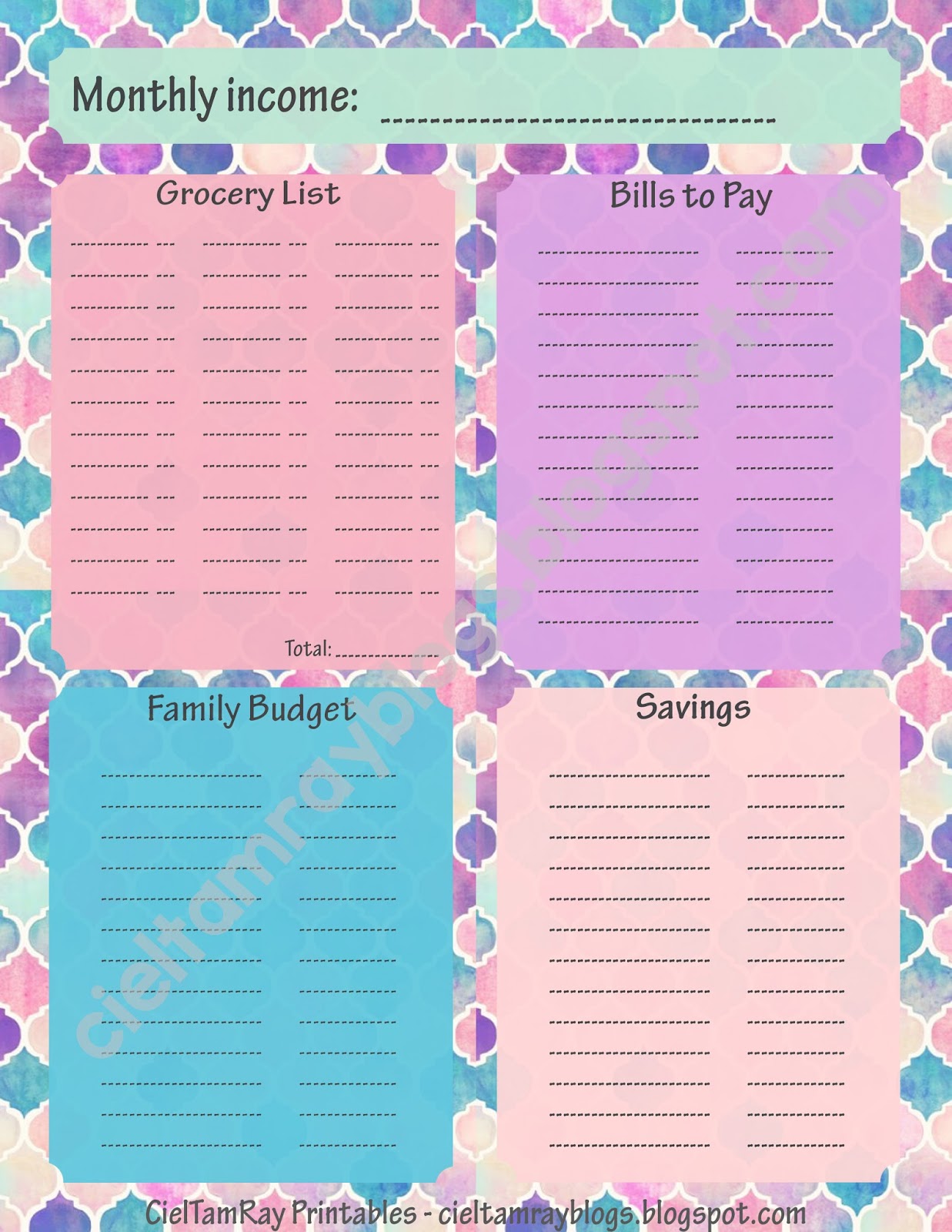Ciel TamRay Blogs: How To Budget On One Income