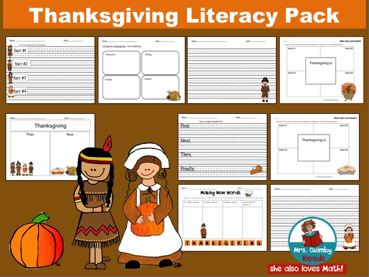 MrsQuimbyReads | Teaching Resources: Thanksgiving Literacy Pack