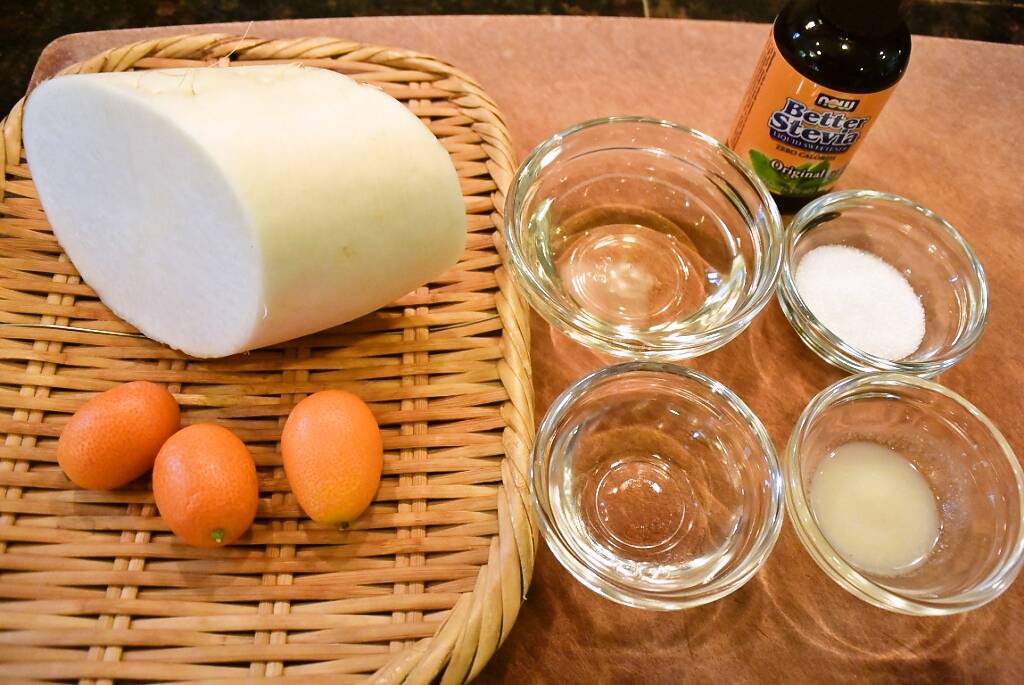 Recipes for Tom: Kinkan namasu / daikon radish and kumquat pickled in ...