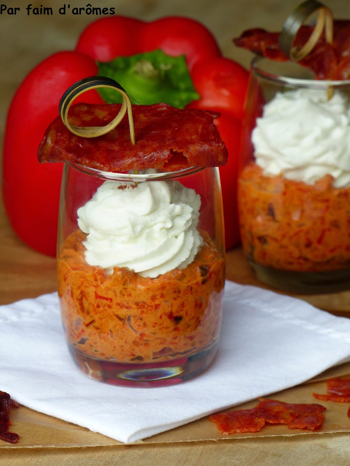 Par faim d'arômes: Verrine poivron, chorizo, chèvre {Battle food #22}