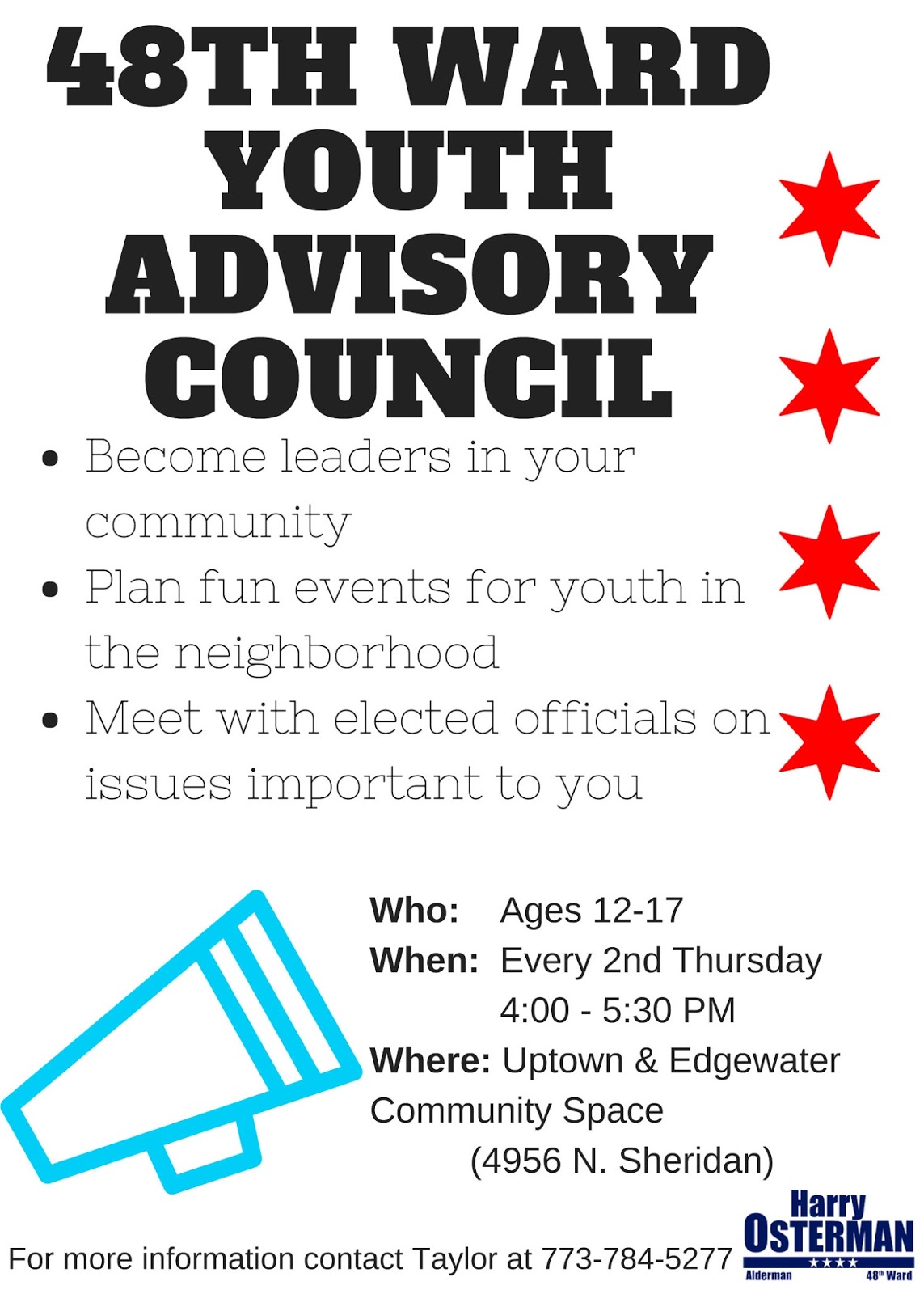 Uptown Update: 48th Ward Youth Advisory Council Seeks Student Members