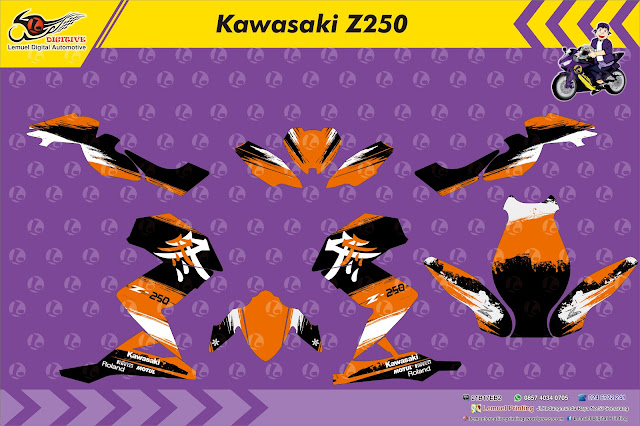 Custom Decal Vinyl Striping Motor Full Body Kawasaki Z250 Thema Strip ...