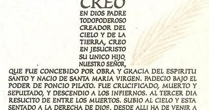 El resurgir del agua clara: EL CREDO DE LA IGLESIA Y SU PASIÓN
