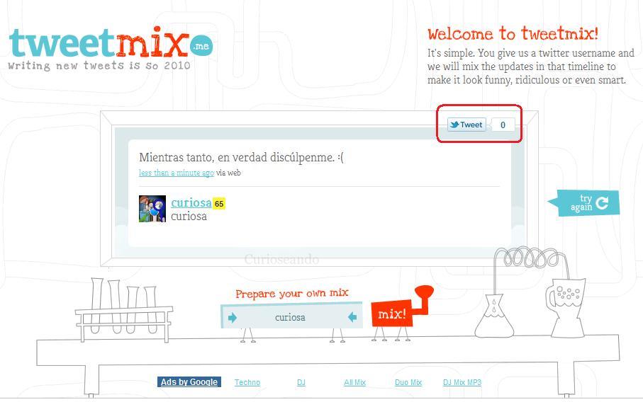 Tweetmix ~ Mezcla los tweets y ve el resultado ~ Curioseando