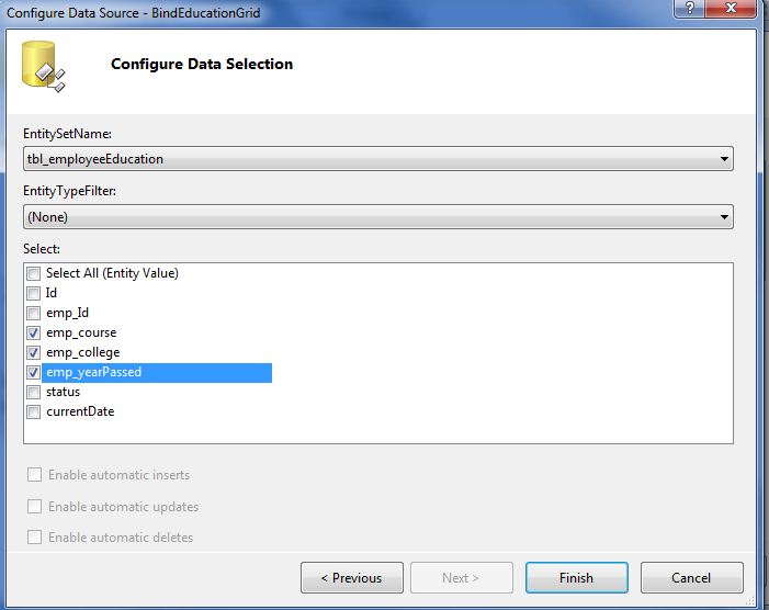 C Important Topics How To Bind Gridview Using Entity Framework From Designer And Backend Code 