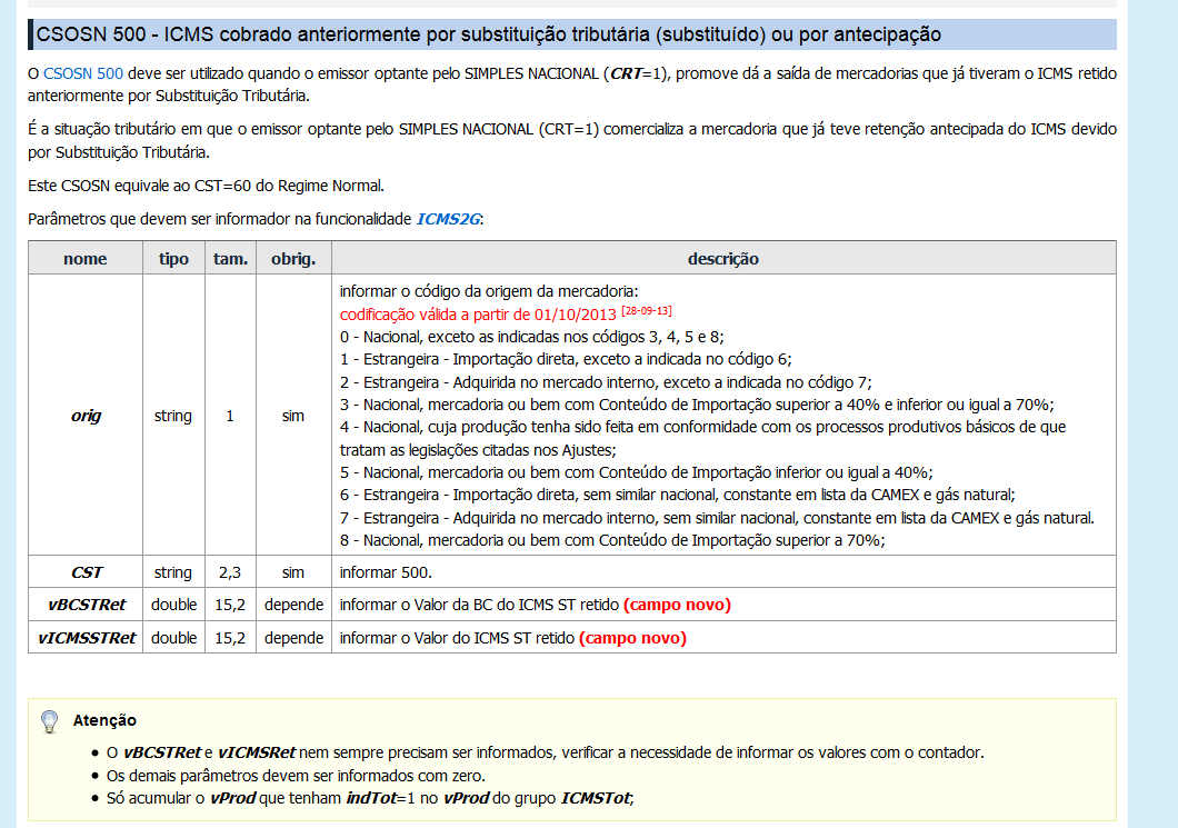 Sistema Nfe e Nfe-s ( www.matosinformatica.com.br ): CSOSN 500 - ICMS ...