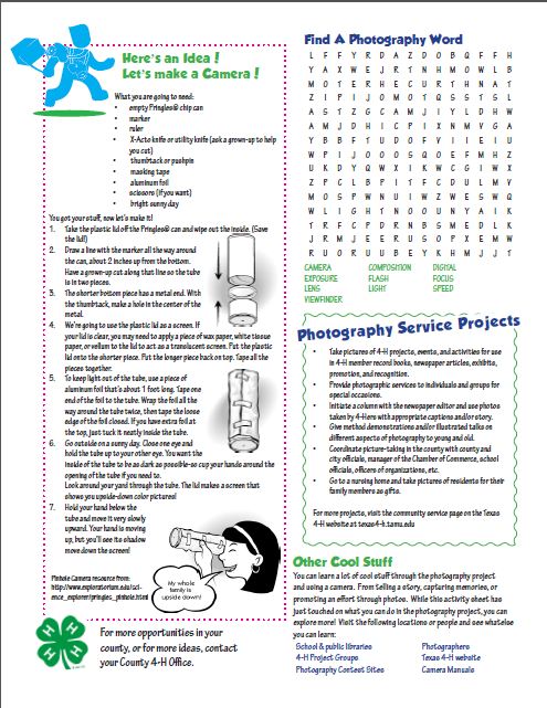 Kaufman County 4-H News: NEW!!! Photography Activity Pages