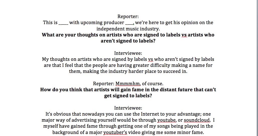 Aesthetically Pleasing PD: Interview script for reporter and ...