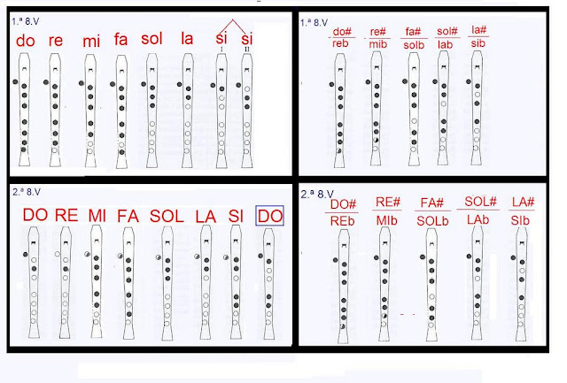 flautas doces: notas da flauta doce