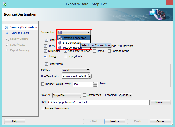 การ Export Table จากฐานข้อมูล Oracle ด้วย Sql Developer