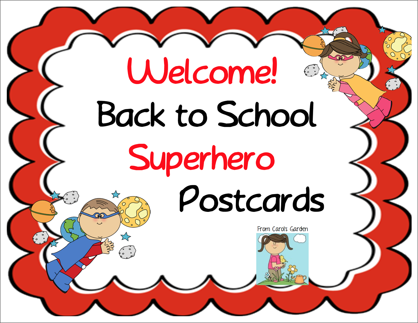 Carol's Teaching Garden: Back to School Welcome Postcards