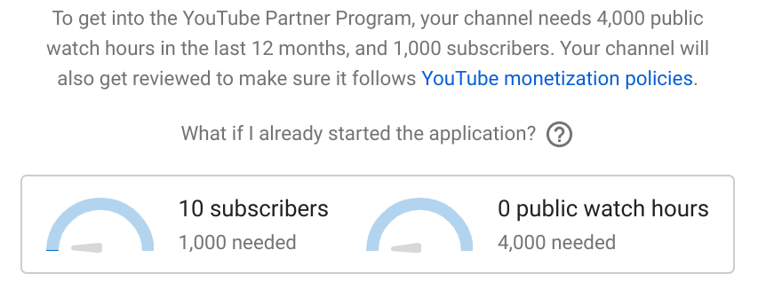 Updated YouTube Partner Program setup page