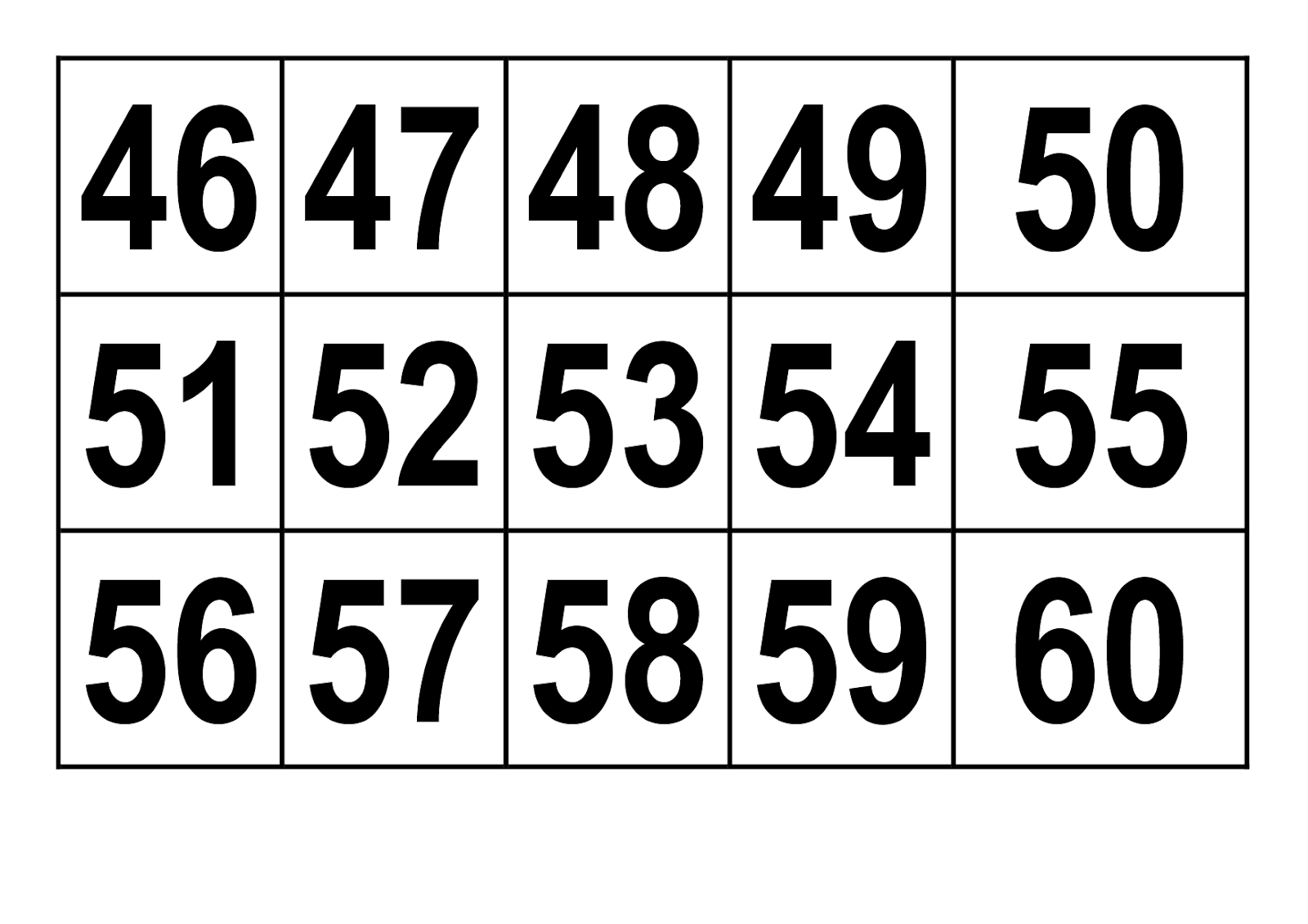 Numeros De 1 A 60 Para Imprimir - RETOEDU