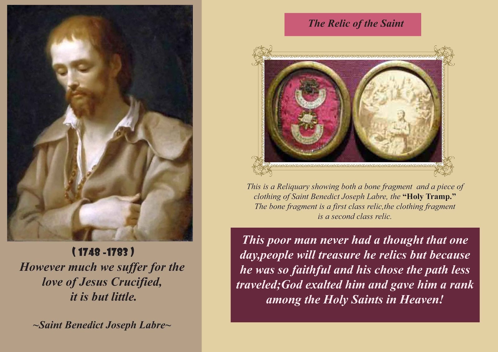 Imitating Christ's Humility: Feast of Saint Benedict Joseph Labre : THE ...