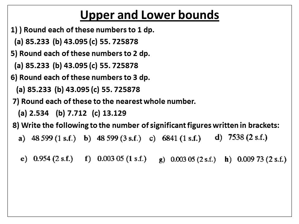 Math 10: CHAPTER-6 : UPPER AND LOWER BOUNDS