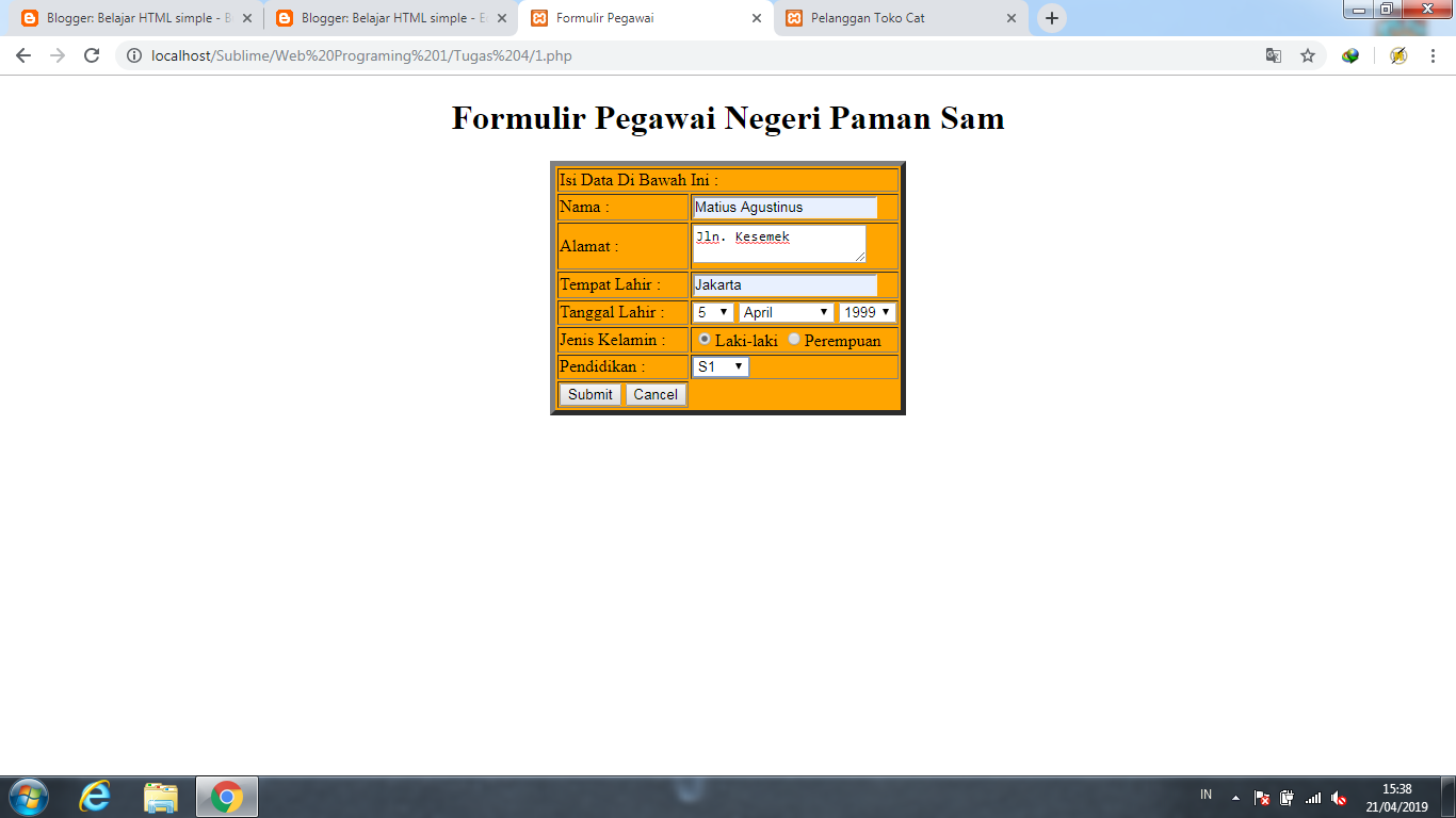 Belajar Html Simple Cara Membuat Formulir Dengan Script Php