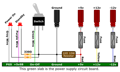 How to use a NPN-Transistor to get status LEDs for an ATX power supply ...
