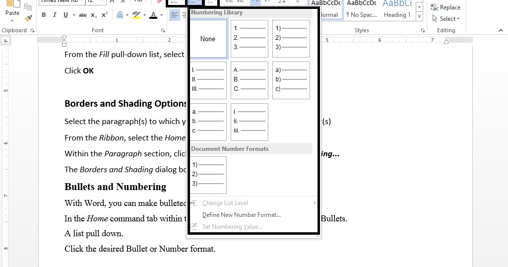 Bullets and Numbering - computer free courses