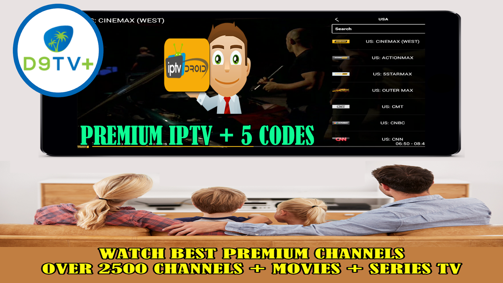 D9TV PLUS : REVIEW PREMIUM IPTV + 5 CODES - IPTV DROID