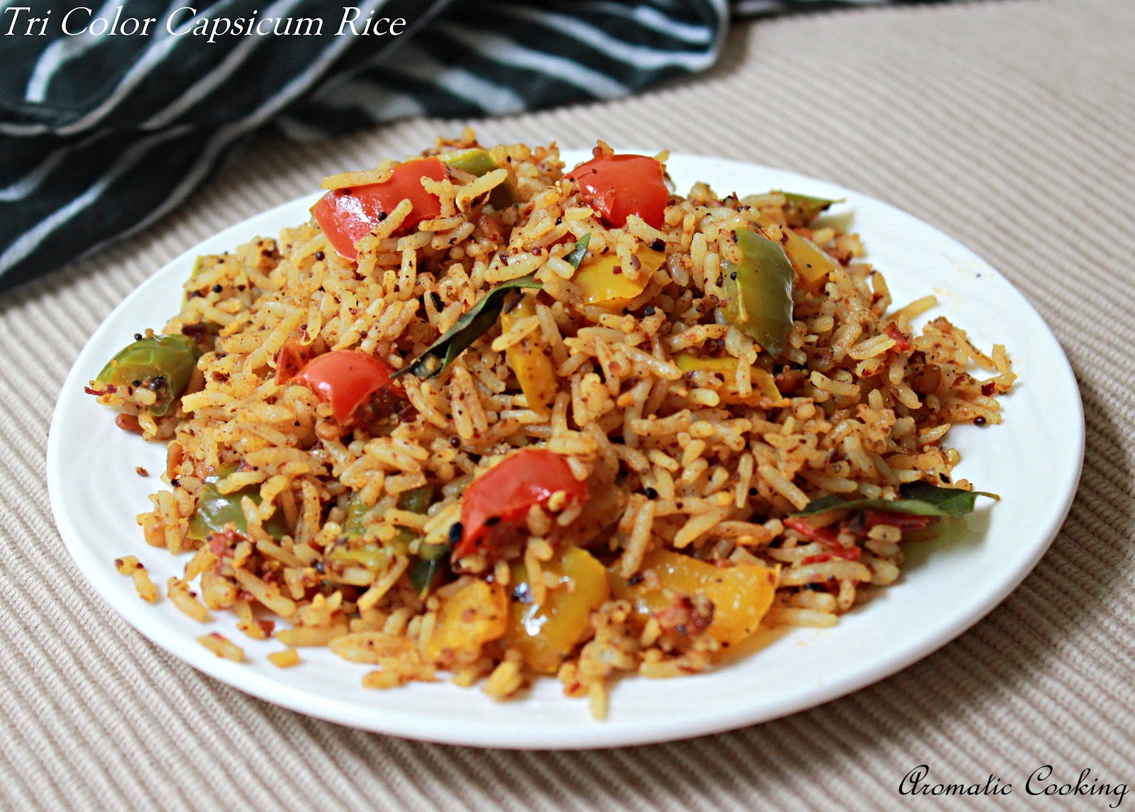 Aromatic Cooking: Tri Color Capsicum Rice