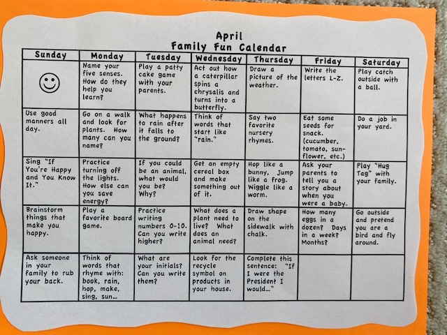 FAMILY ACTIVITY CALENDARS - Dr. Jean & Friends Blog